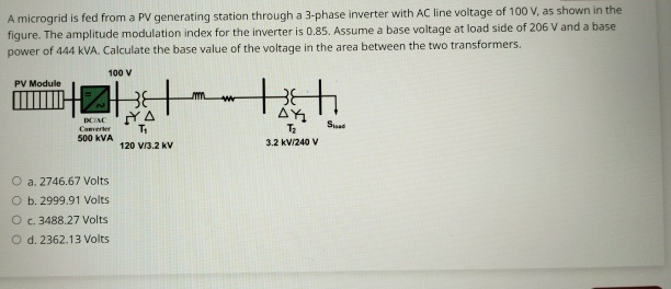 Solved A microgrid is fed from a PV generating station | Chegg.com