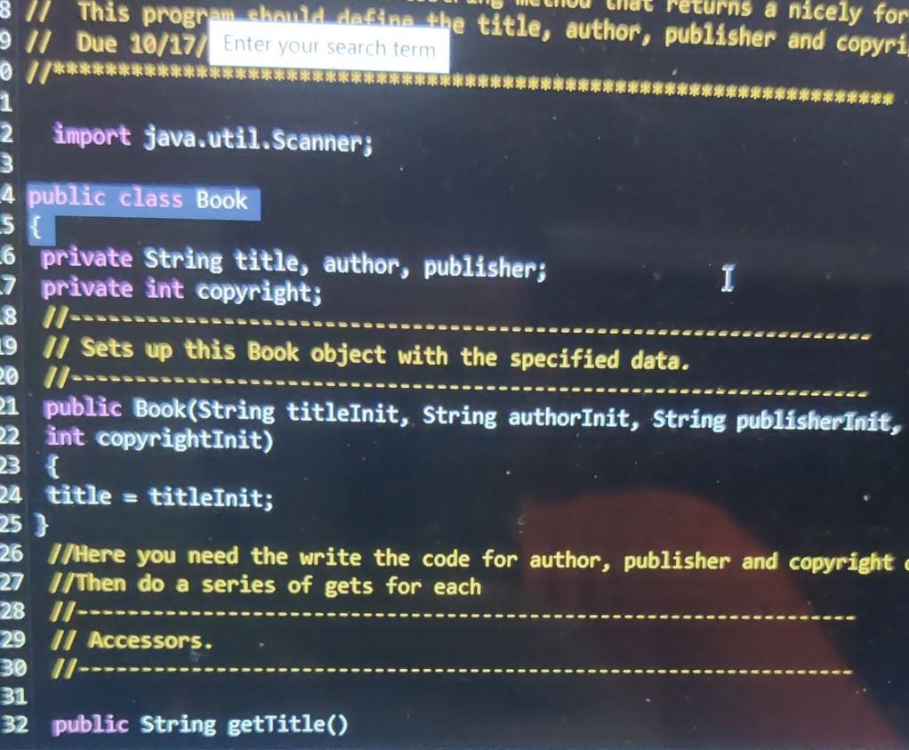 Solved PP 4.7 Write a class called Book that contains | Chegg.com