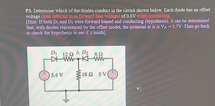 Solved P3. Determine which of the diodes conduct in the | Chegg.com