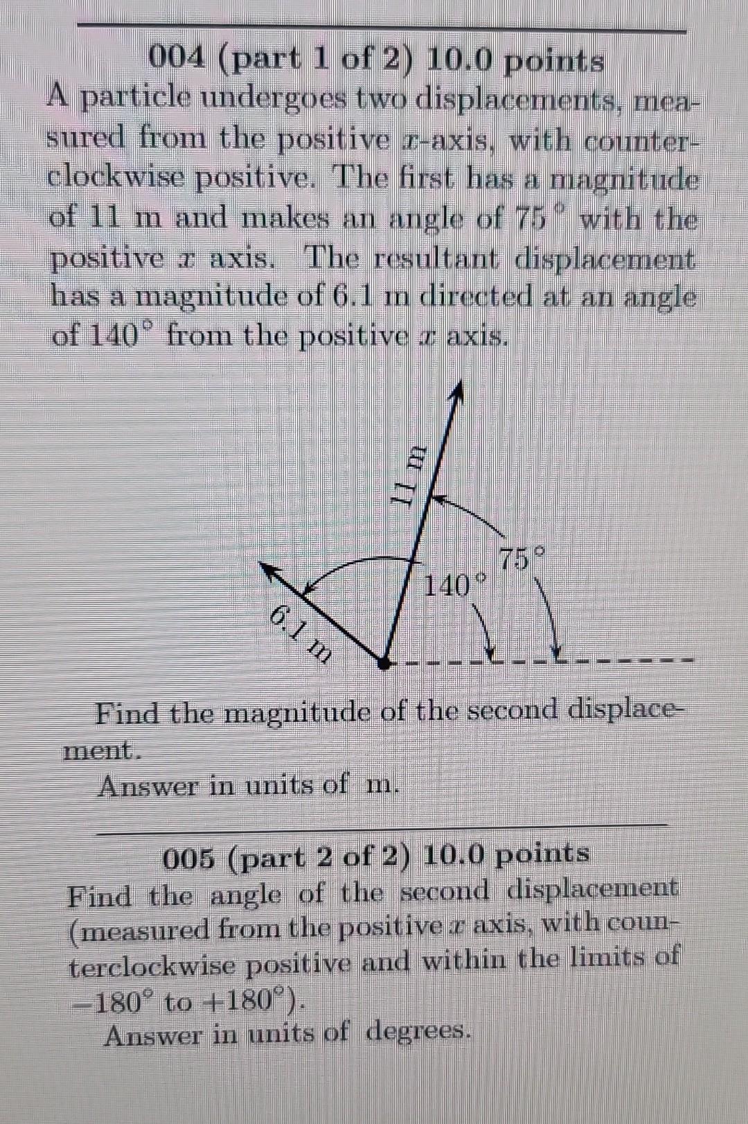 Solved 004 (part 1 of 2) 10.0 points A particle undergoes | Chegg.com