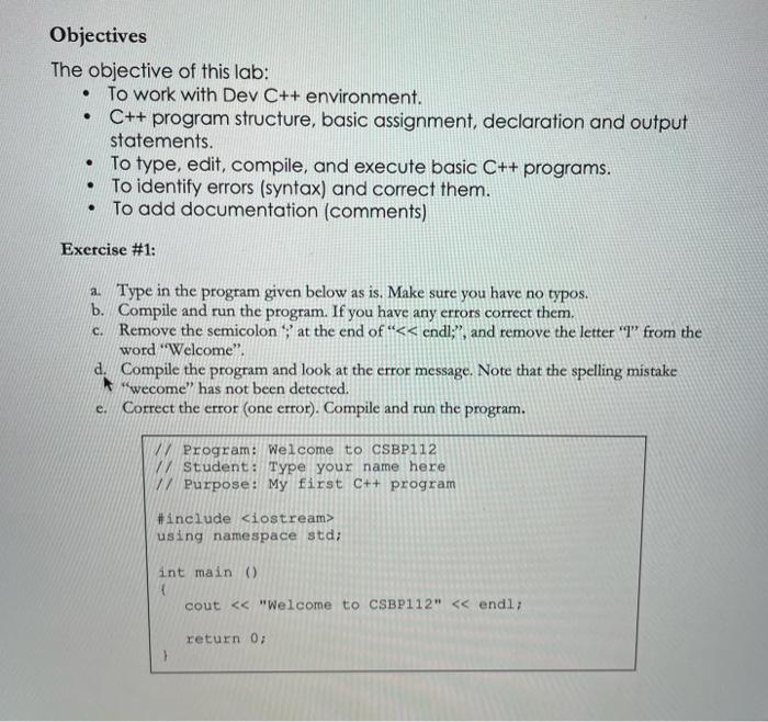 Solved Objectives The objective of this lab: • To work with | Chegg.com