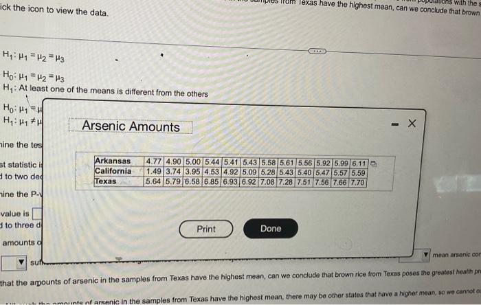 Solved The accompanying table gives amounts of arsenic in | Chegg.com