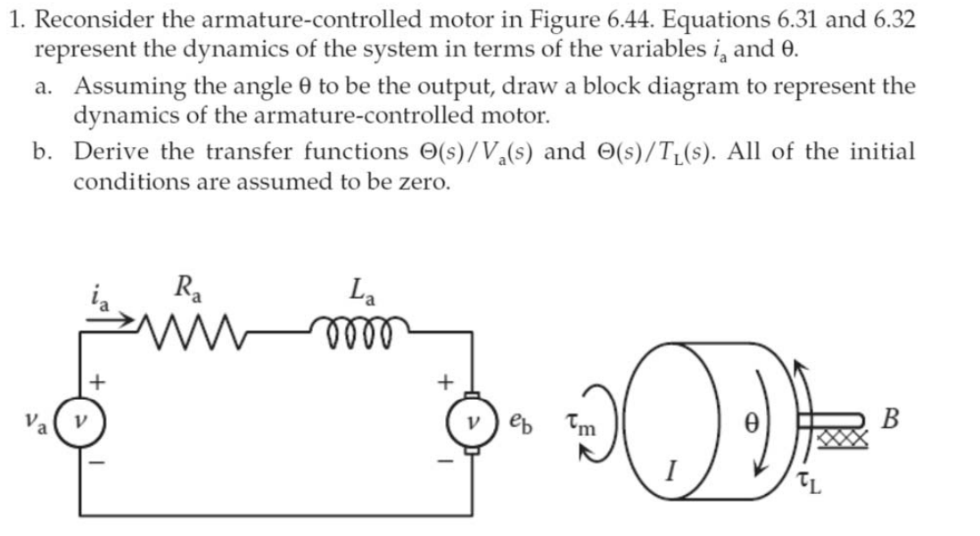 Solved Reconsider the armature-controlled motor in Figure | Chegg.com