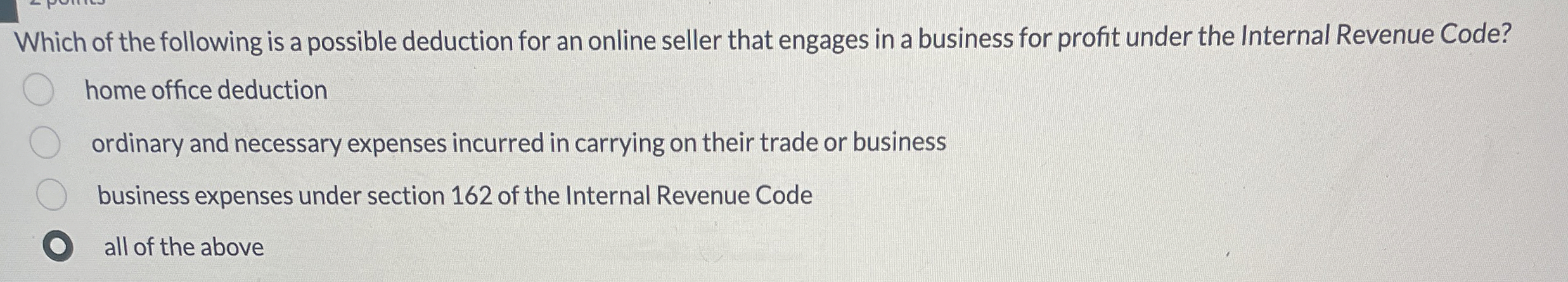 Solved Which of the following is a possible deduction for an | Chegg.com