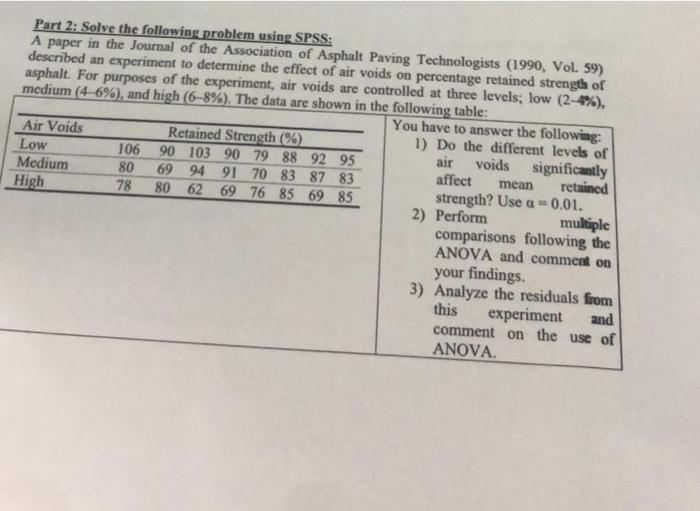 Solved 106 Part 2: Solve the following problem using SPSS: A | Chegg.com