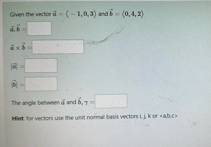 Solved Given the vector vec(a)=(:-1,0,3:) ﻿and | Chegg.com