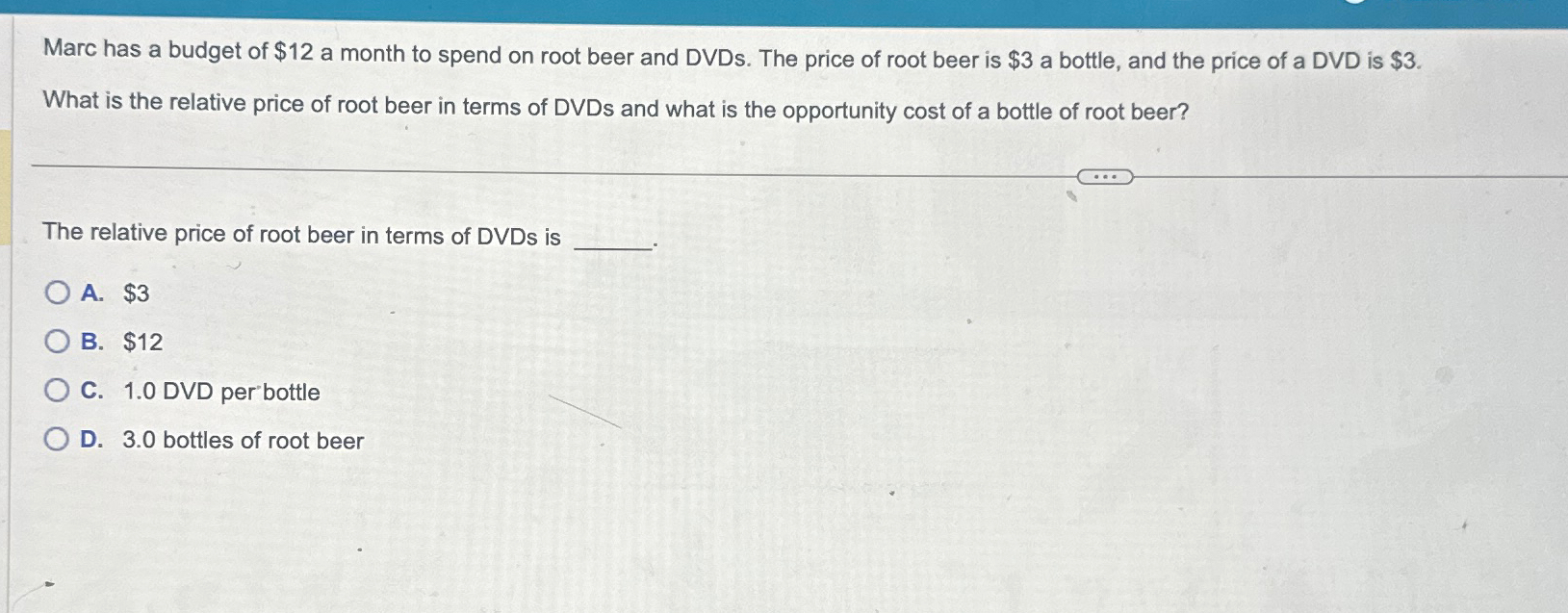 Solved Marc has a budget of $12 ﻿a month to spend on root | Chegg.com