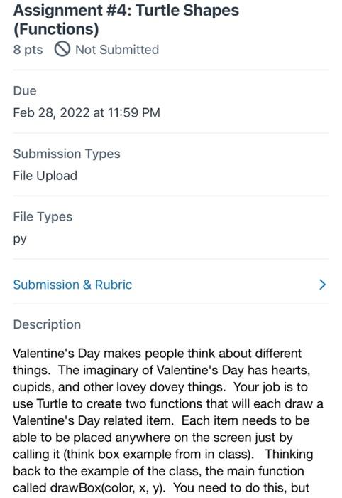 Assignment #4: Turtle Shapes (Functions) 8 pts Not | Chegg.com