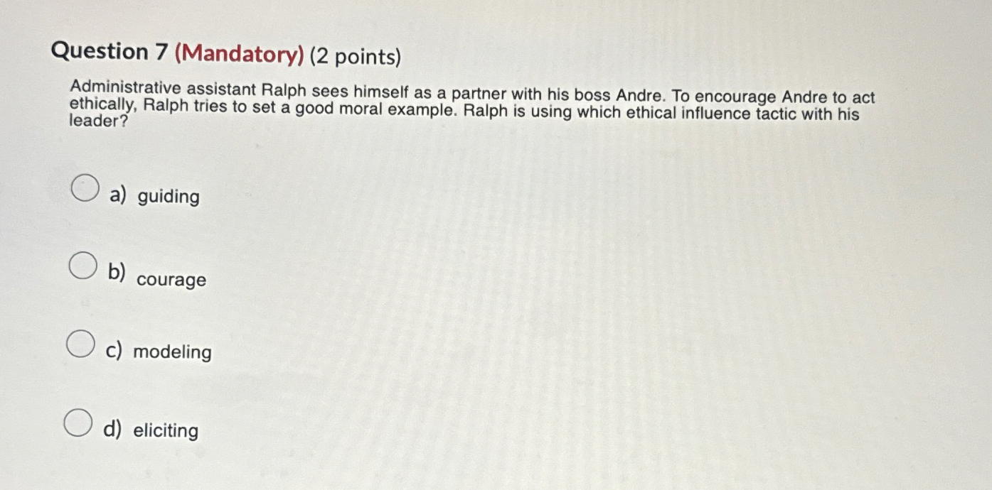 Solved Question 7 (Mandatory) (2 ﻿points)Administrative | Chegg.com