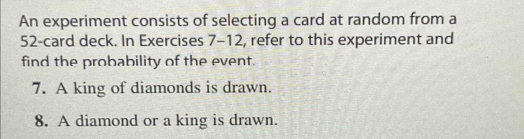 Solved An experiment consists of selecting a card at random | Chegg.com