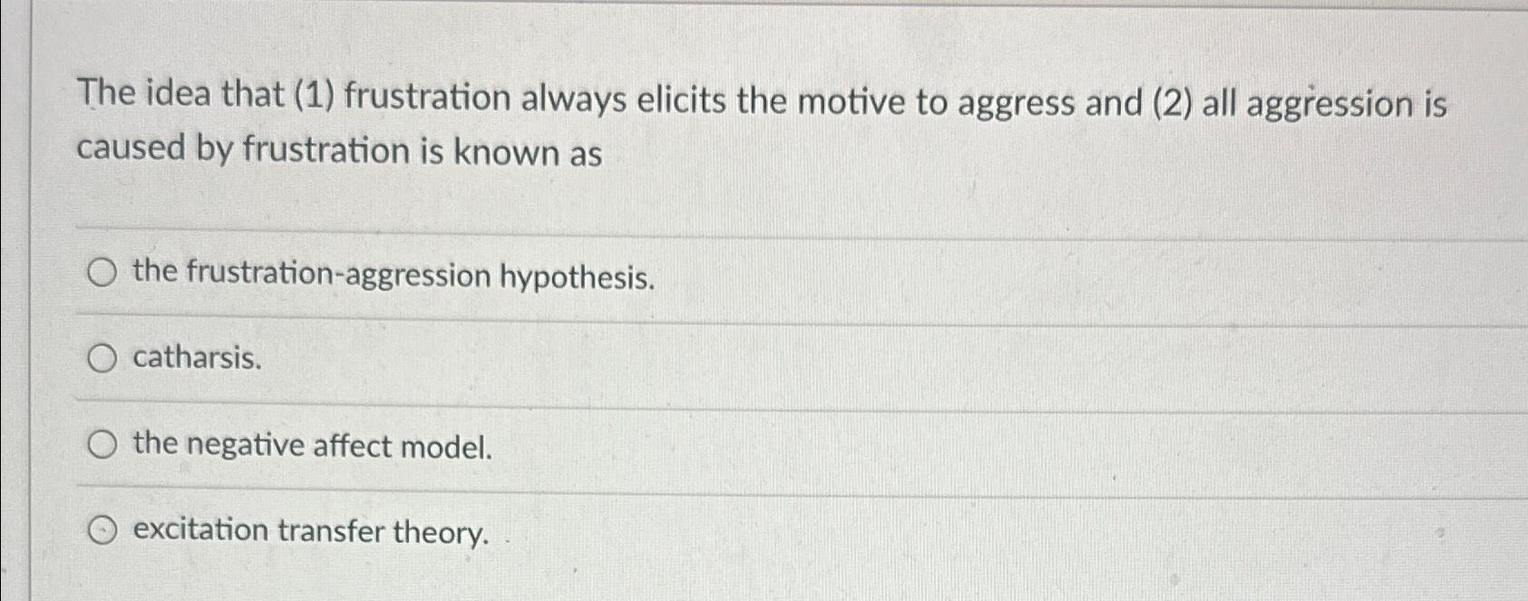 Solved The idea that (1) ﻿frustration always elicits the | Chegg.com