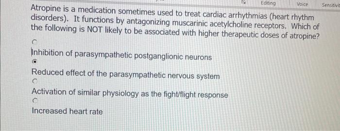 Solved Atropine is a medication sometimes used to treat | Chegg.com