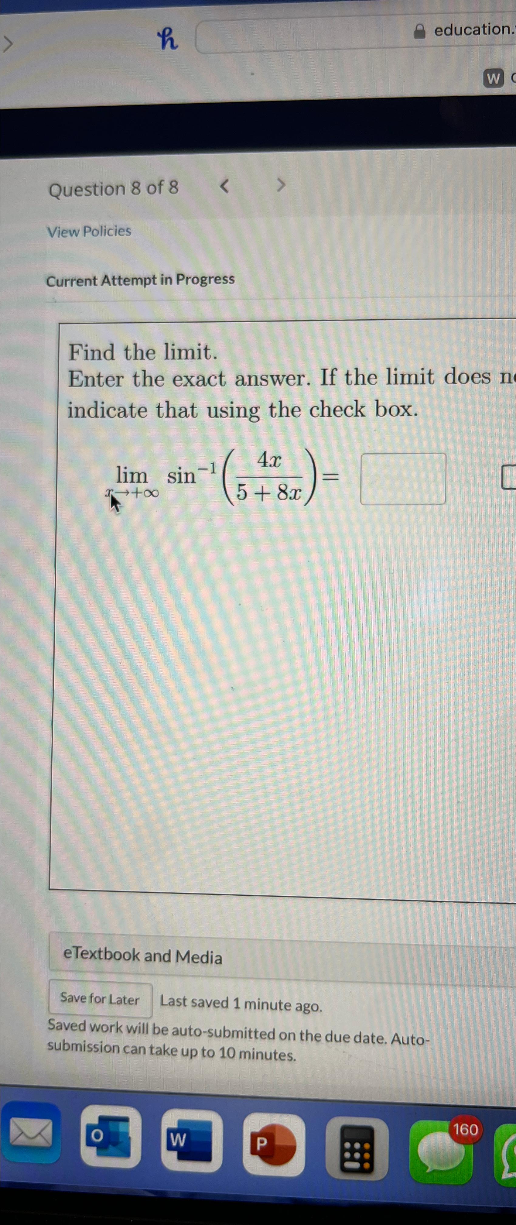 Solved heducationQuestion 8 ﻿of 8View PoliciesCurrent | Chegg.com