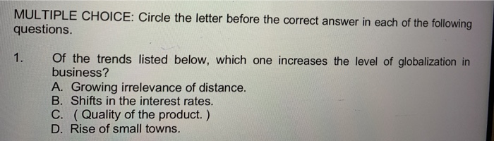 Solved MULTIPLE CHOICE: Circle the letter before the correct | Chegg.com