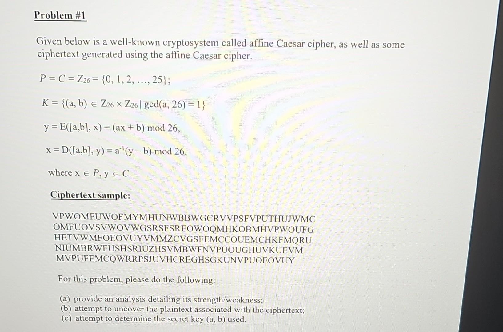 Solved Given below is a well-known cryptosystem called | Chegg.com