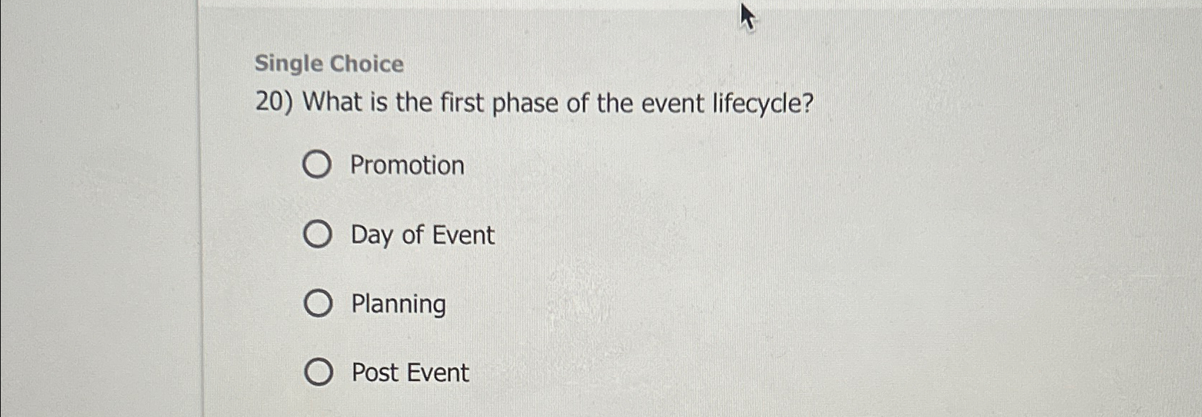 Solved Single ChoiceWhat is the first phase of the event | Chegg.com