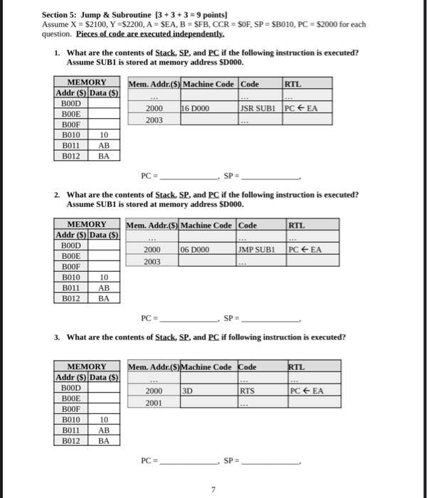 Solved Section 5 Jump And Subroutine 3 3 3 9 Points