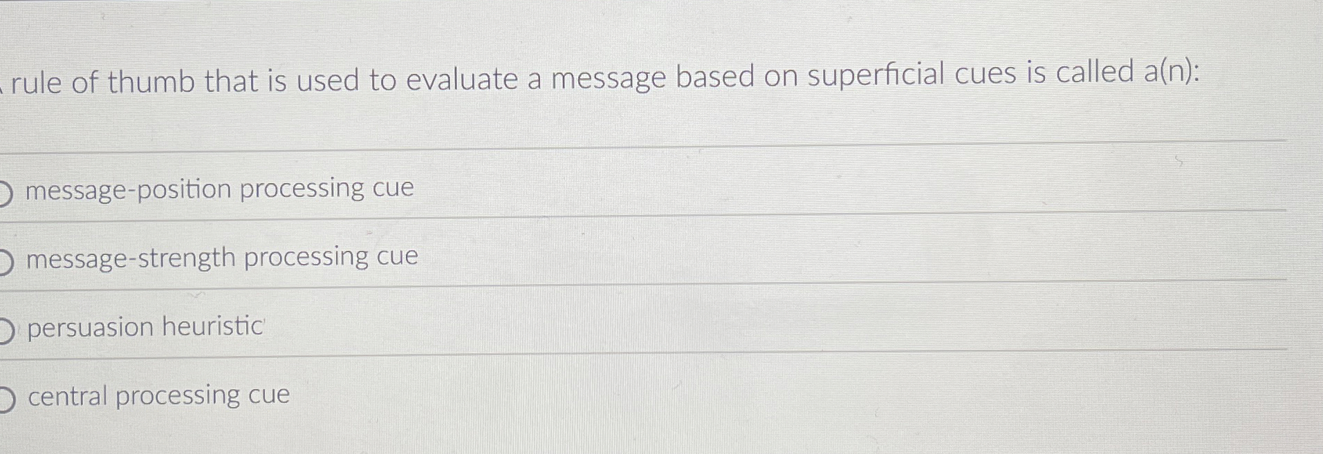 Solved rule of thumb that is used to evaluate a message | Chegg.com