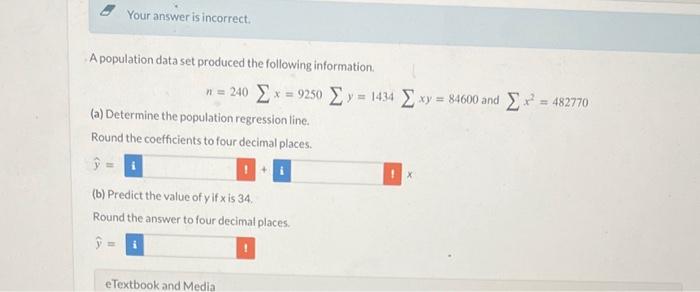 Solved A population data set produced the following | Chegg.com