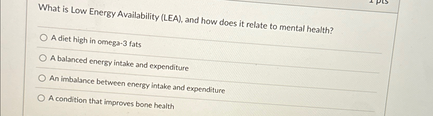 Solved What is Low Energy Availability (LEA), ﻿and how does | Chegg.com