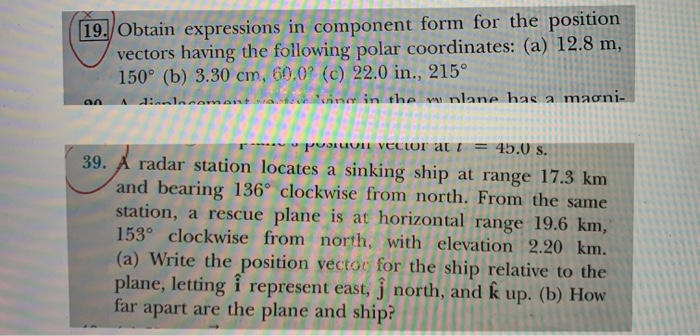 Solved 19./Obtain expressions in component form for the | Chegg.com