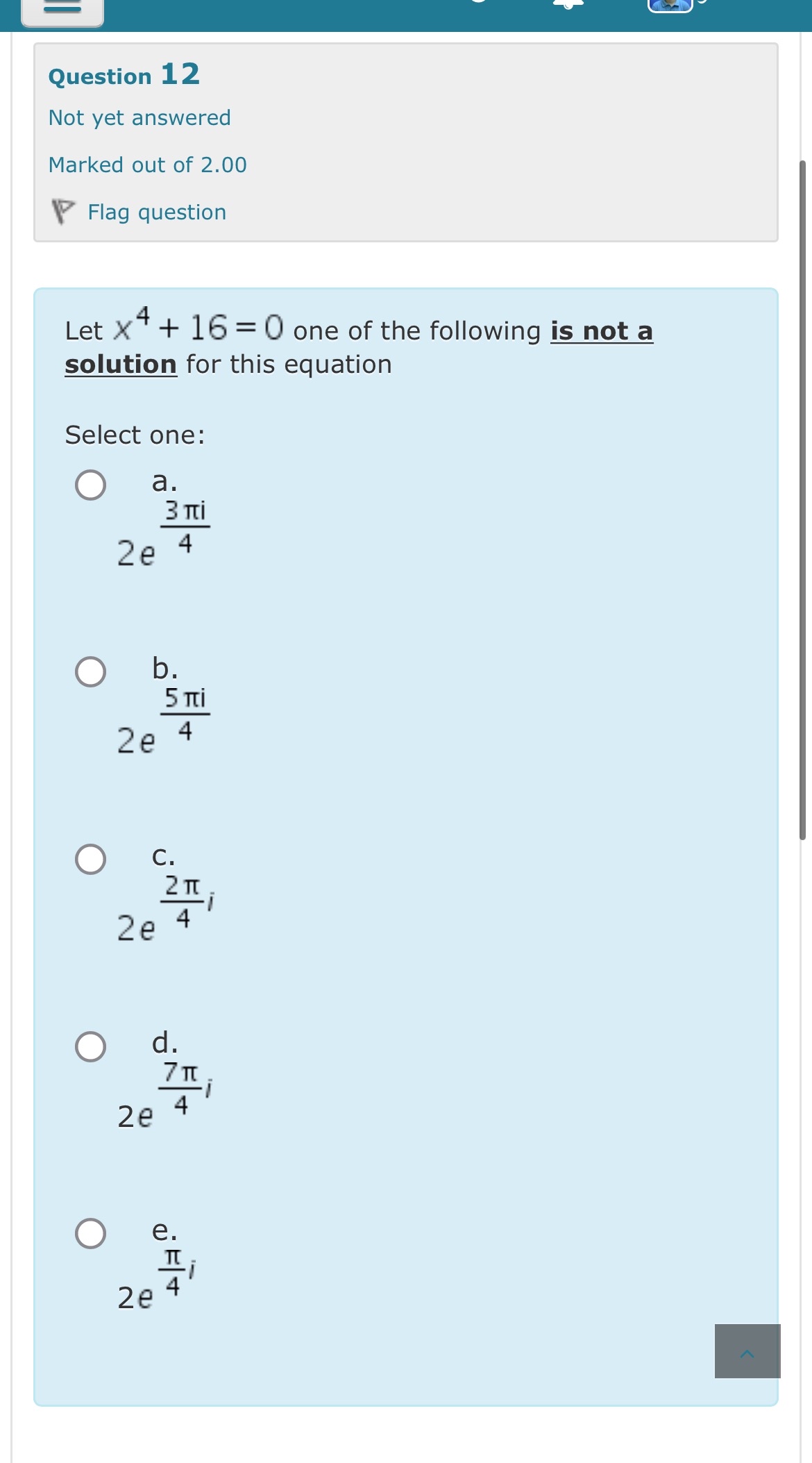 Solved Question 12Not yet answeredMarked out of 2.00Flag | Chegg.com
