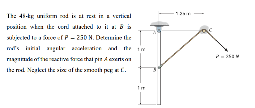 Solved The 48-kg ﻿uniform rod is at rest in a vertical | Chegg.com