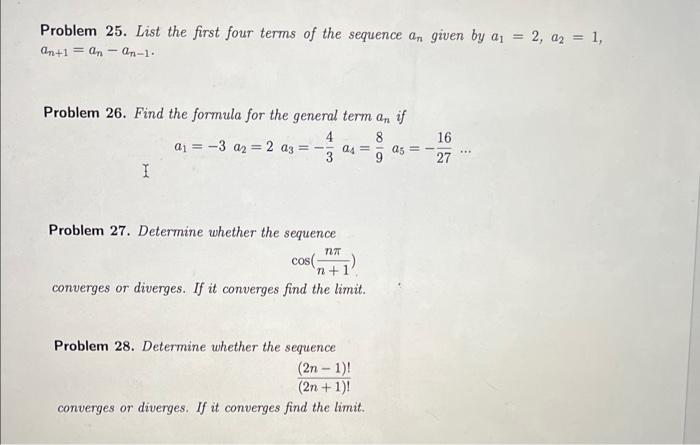Solved Problem 25 List The First Four Terms Of The Sequence
