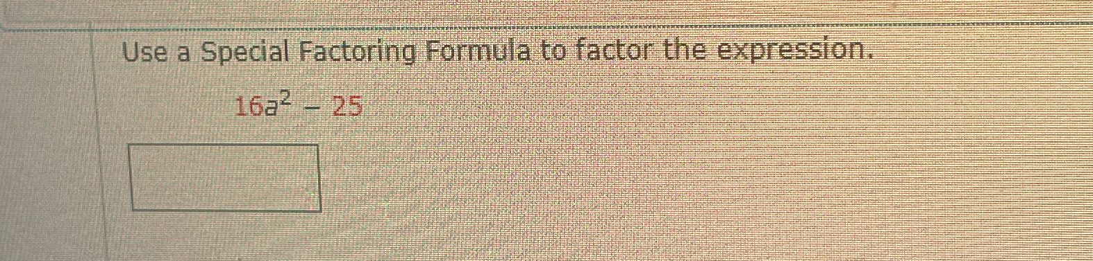 Solved Use a Special Factoring Formula to factor the | Chegg.com