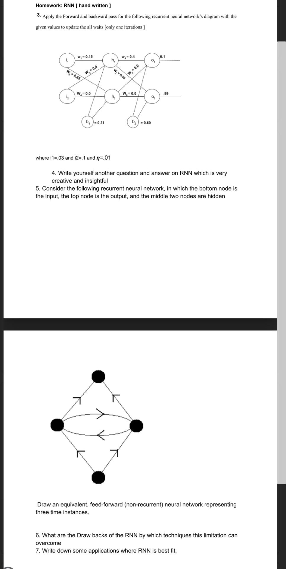 Solved Homework: RNN [ hand written ] 3. Apply the Forward | Chegg.com