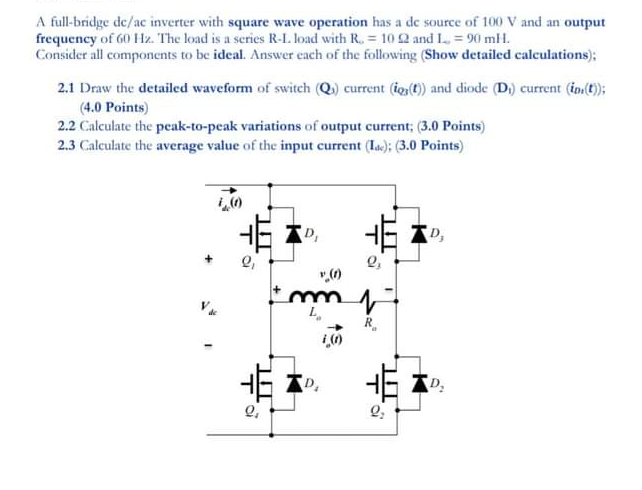 Solved A full-bridge de/ac inverter with square wave | Chegg.com
