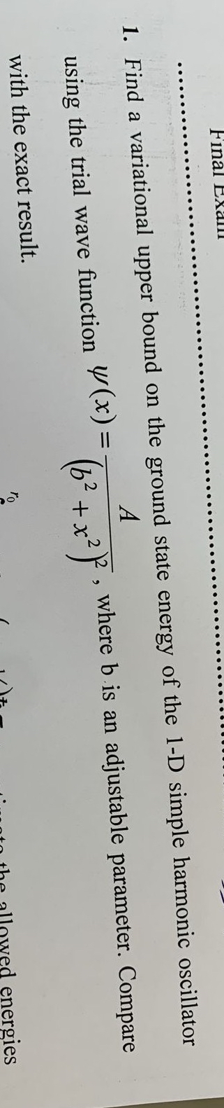 Solved Find a variational upper bound on the ground state | Chegg.com
