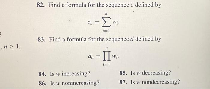 Solved 82. Find a formula for the sequence c defined by | Chegg.com