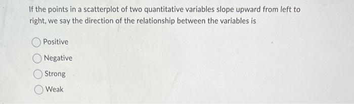 Solved If the points in a scatterplot of two quantitative | Chegg.com