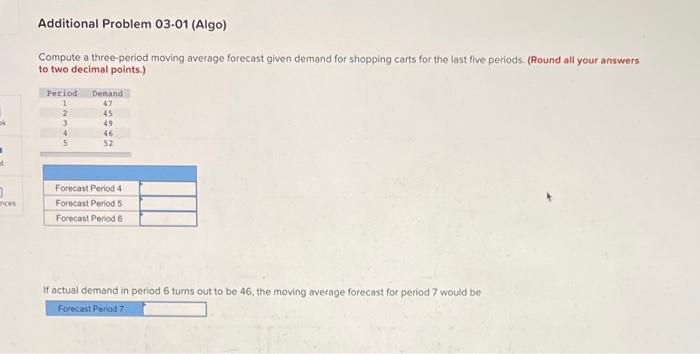 Solved Additional Problem 03-01 (Algo) Compute a | Chegg.com