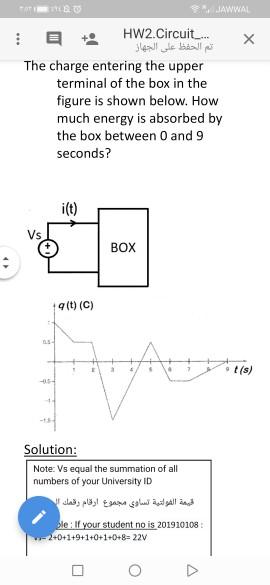 Solved JAWWAL HW2.Circuit.... х تم التحفظ على الجهاز The | Chegg.com
