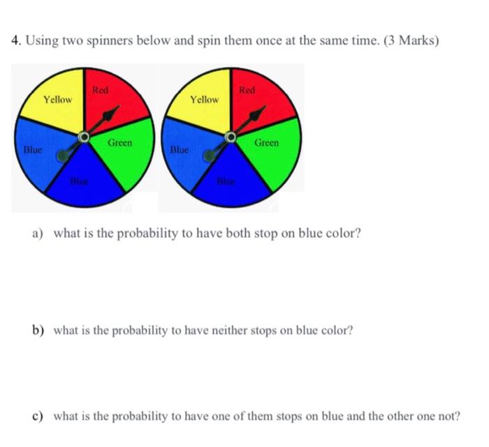 Solved 4. Using two spinners below and spin them once at the | Chegg.com