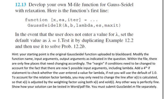 Solved 1213 Develop Your Own M File Function For 
