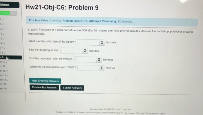 Solved blems Hw21-Obj-C6: Problem 9 Problem Value: 1 | Chegg.com
