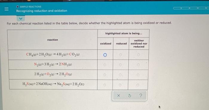 Solved O SIMPLE REACTIONS Recognizing reduction and | Chegg.com