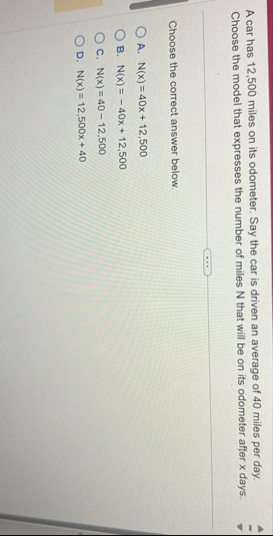 Solved A car has 12,500 ﻿miles on its odometer. Say the car | Chegg.com