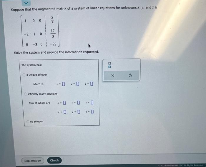 Solved Suppose that the augmented matrix of a system of | Chegg.com