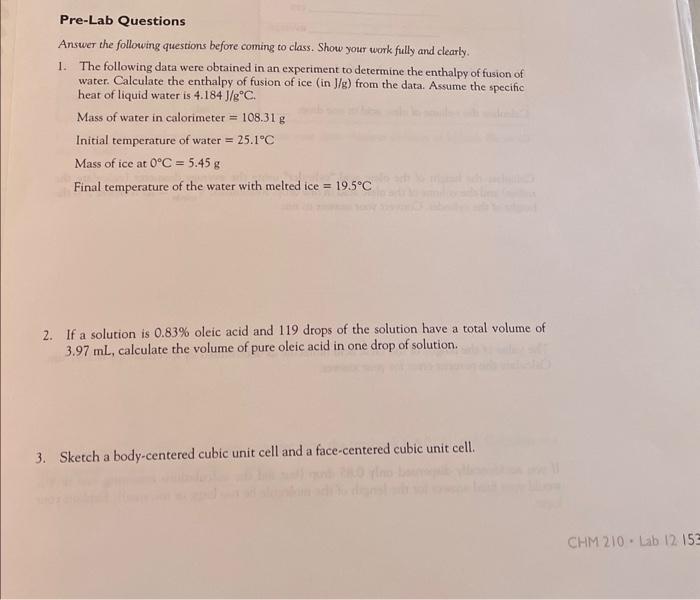 Solved Pre-Lab Questions Answer the following questions | Chegg.com