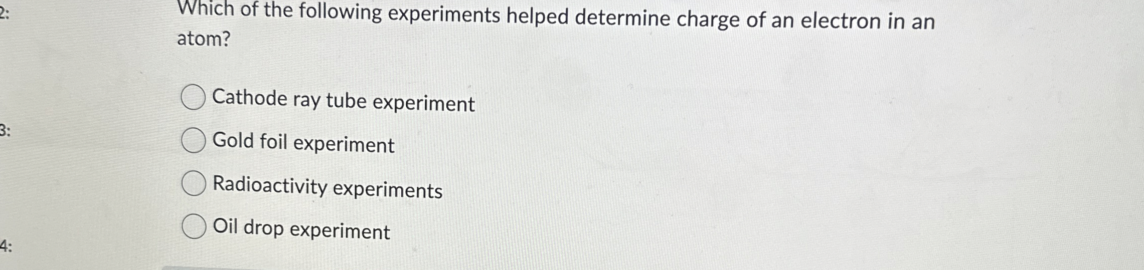 Solved Which of the following experiments helped determine | Chegg.com