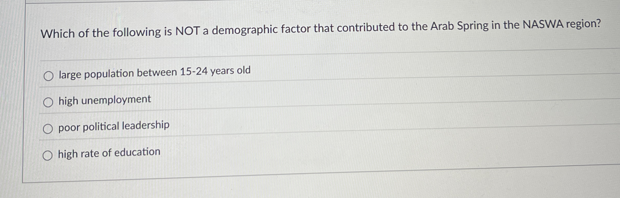 Solved Which of the following is NOT a demographic factor | Chegg.com
