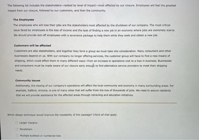 Solved 5. Enhancing Readability Through Document Design When | Chegg.com