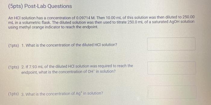 Solved (9pts) Calculations Use the data collected above to | Chegg.com