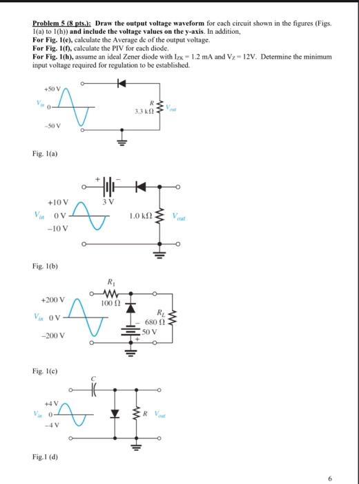 Solved Problem 5 (8 pts.: Draw the output voltage waveform | Chegg.com