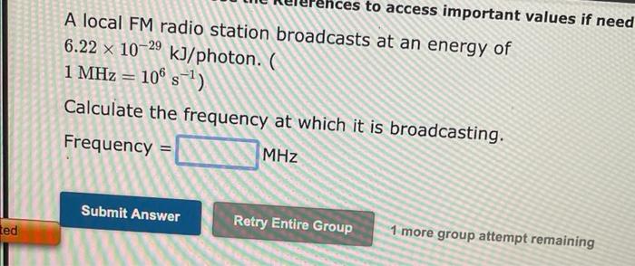 Solved A local AM radio station broadcasts at a frequency of | Chegg.com