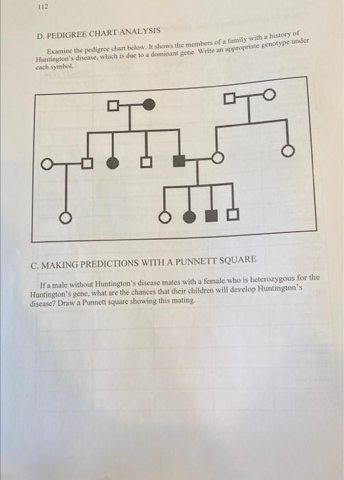 Solved D. PEDIGREE CHART ANALYSIS Examine the pedigrec chart | Chegg.com
